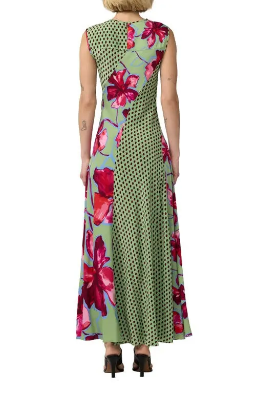 Diane Von Furstenberg Cory Mixed Print Sleeveless Maxi Dress