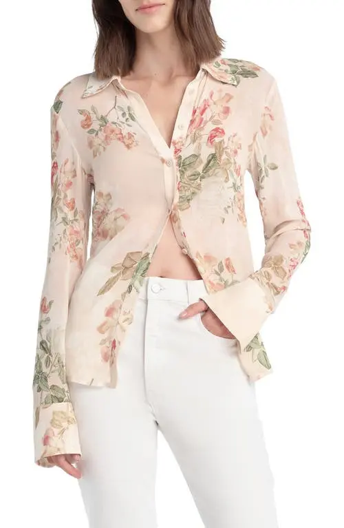 FAVORITE DAUGHTER The Bailey Georgette Button-up Shirt - Light Peach Rose G