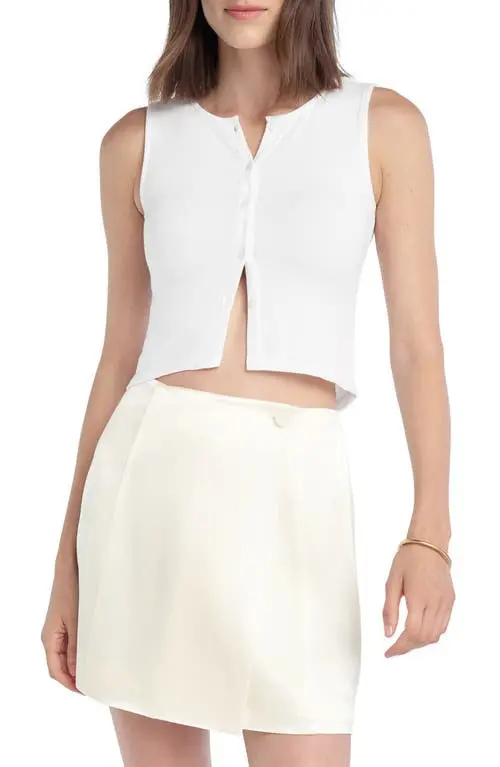 FAVORITE DAUGHTER The Dalia Rib Button Front Crop Top - White