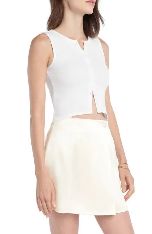 FAVORITE DAUGHTER The Dalia Rib Button Front Crop Top - White