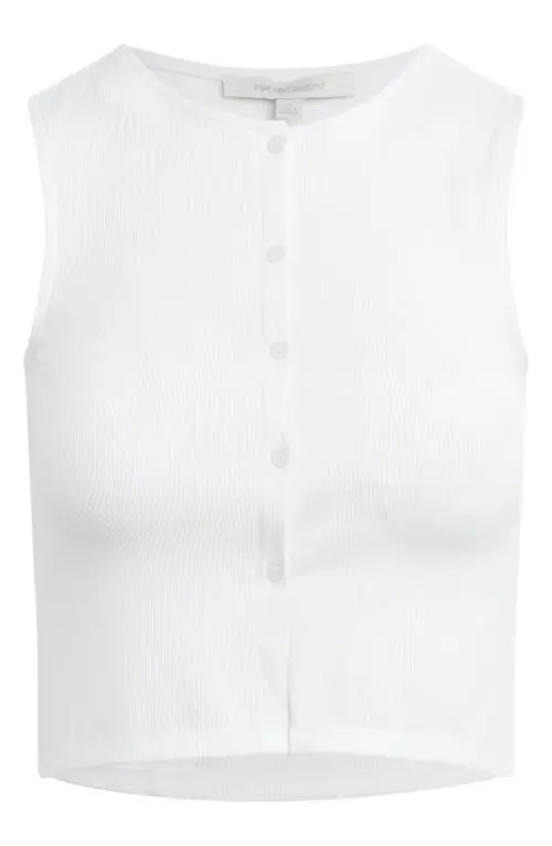FAVORITE DAUGHTER The Dalia Rib Button Front Crop Top - White