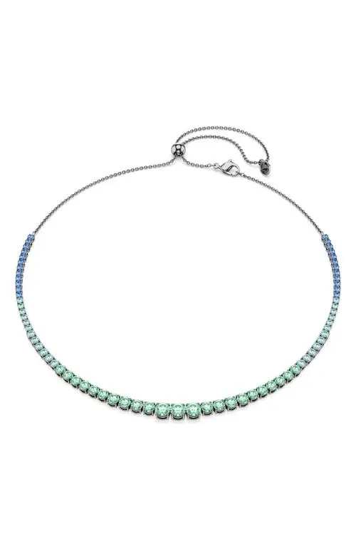 SWAROVSKI Matrix Crystal Slider Necklace - Silver/green