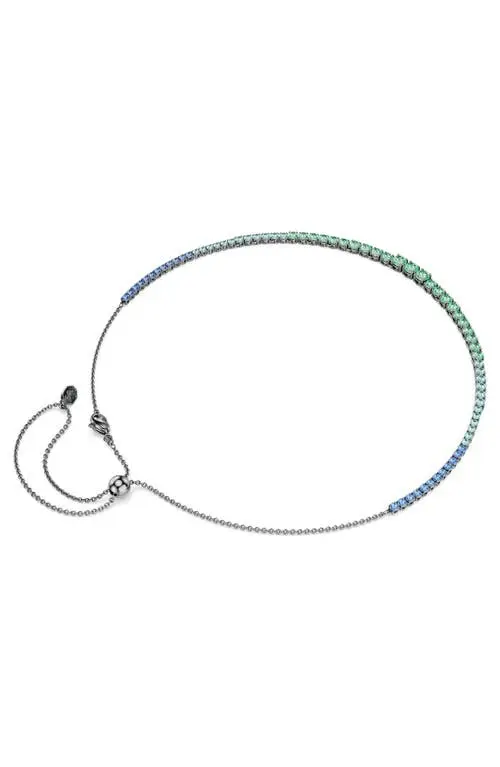 SWAROVSKI Matrix Crystal Slider Necklace - Silver/green