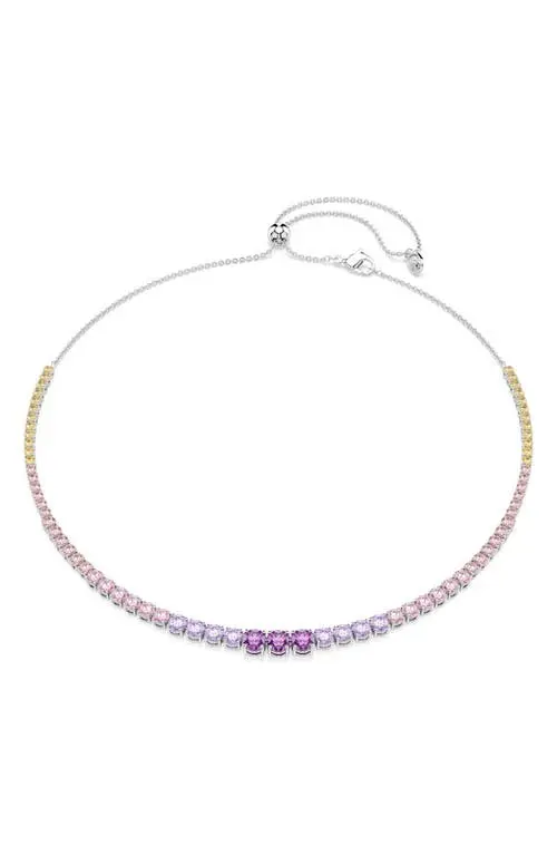 SWAROVSKI Matrix Crystal Slider Necklace - Silver/purple