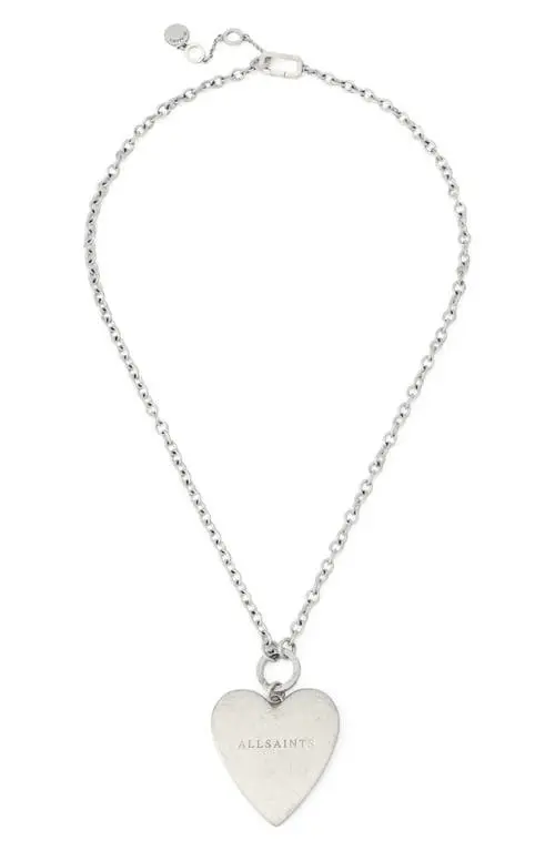 ALLSAINTS Heart Pendant Necklace - Warm Silver