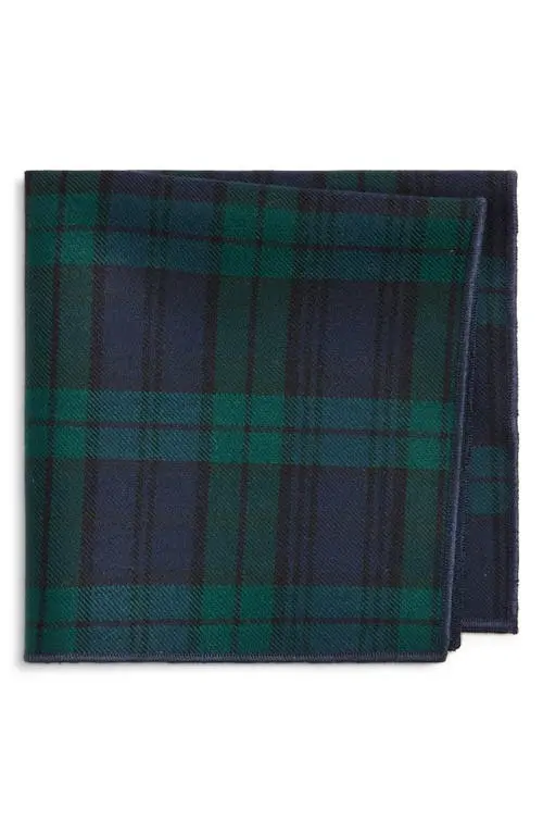 CLIFTON WILSON Tartan Plaid Wool Pocket Square - Green