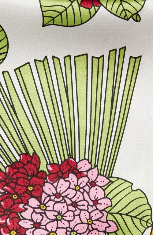 CLIFTON WILSON Maroon Floral Silk Pocket Square - Lime