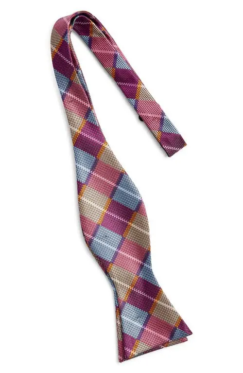 CLIFTON WILSON Argyle Silk Bow Tie - Fuchsia