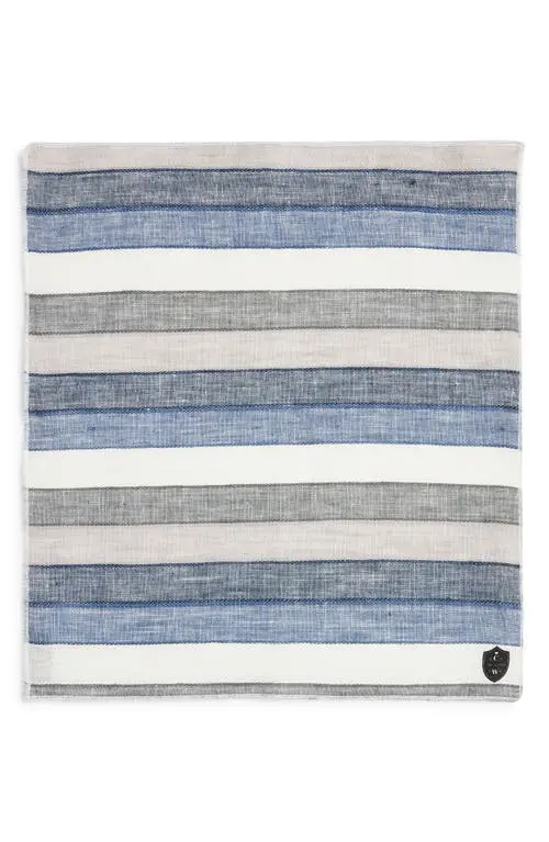 CLIFTON WILSON Stripe Linen Pocket Square - Blue