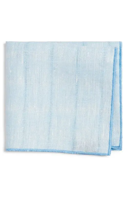 CLIFTON WILSON Stripe Linen Pocket Square - Light Blue