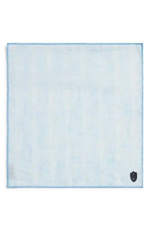 CLIFTON WILSON Stripe Linen Pocket Square - Light Blue