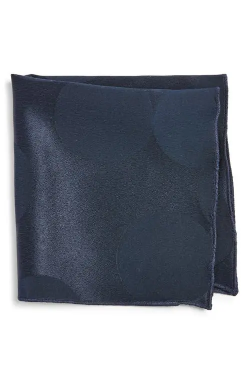 CLIFTON WILSON Circles Silk Pocket Square - Navy