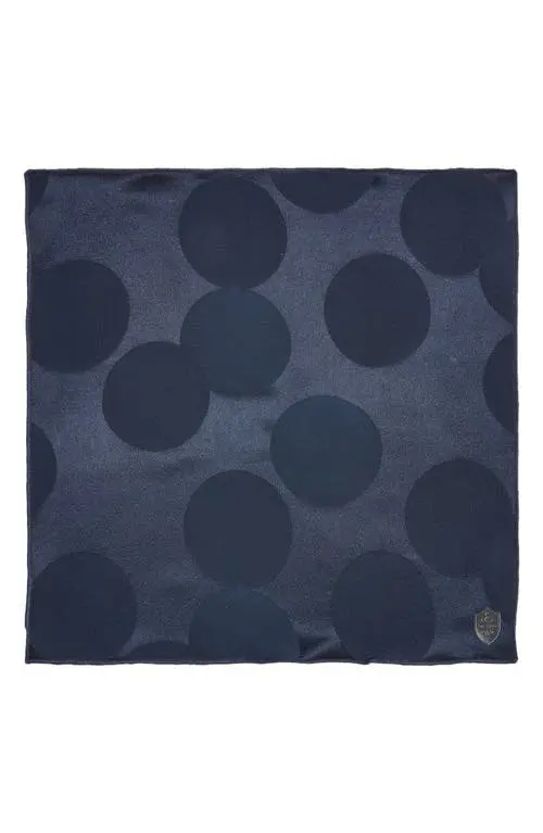 CLIFTON WILSON Circles Silk Pocket Square - Navy