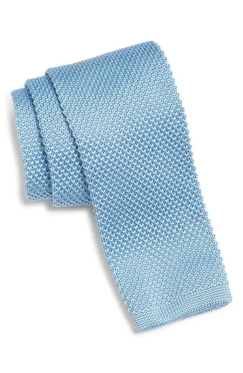 CLIFTON WILSON Knit Silk Tie - Light Blue