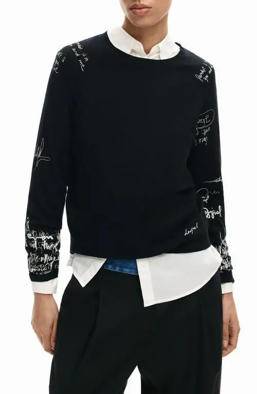 Desigual Fine Gauge Graphic Sweater