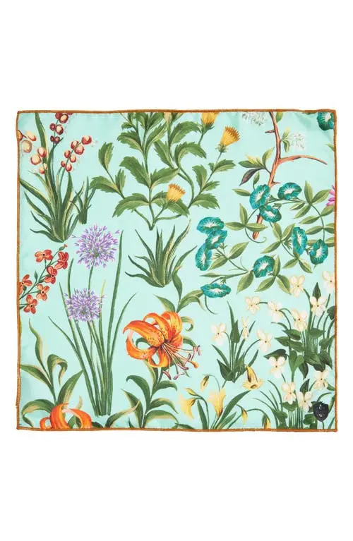 CLIFTON WILSON Floral Print Pocket Square - Teal