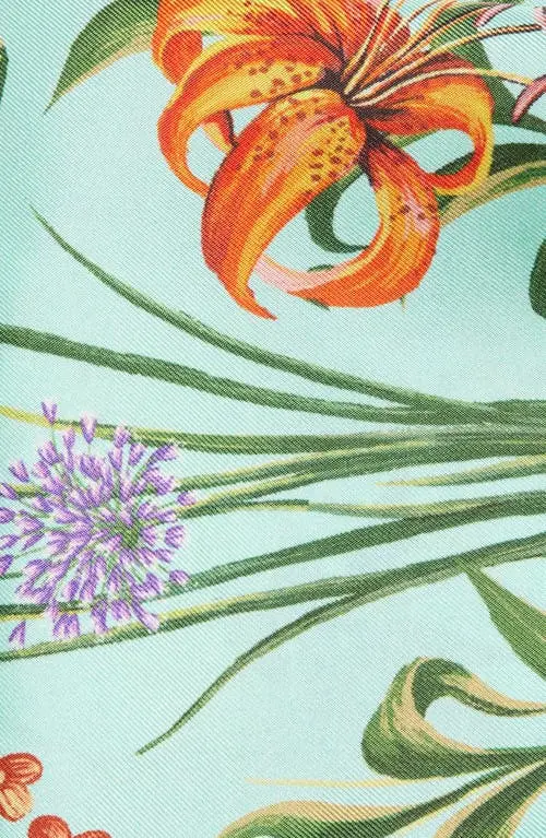 CLIFTON WILSON Floral Print Pocket Square - Teal