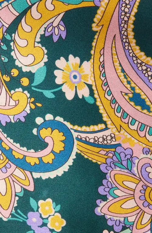CLIFTON WILSON Lavender Paisley Silk Pocket Square - Gold