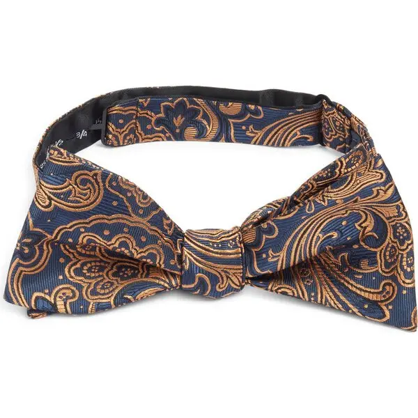 CLIFTON WILSON Paisley Silk Bow Tie - Orange