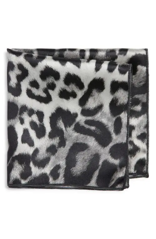 CLIFTON WILSON Leopard Print Silk Pocket Square - Black