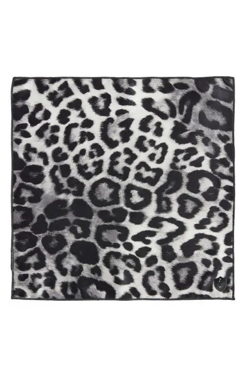 CLIFTON WILSON Leopard Print Silk Pocket Square - Black