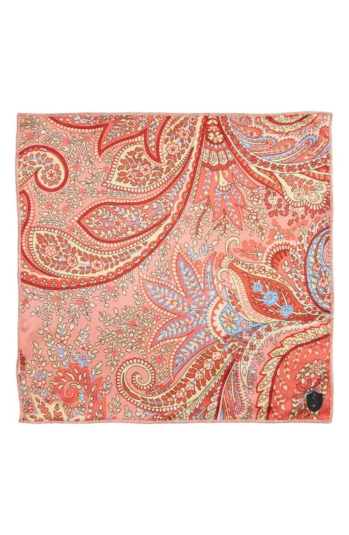 CLIFTON WILSON Paisley Silk Pocket Square - Peach