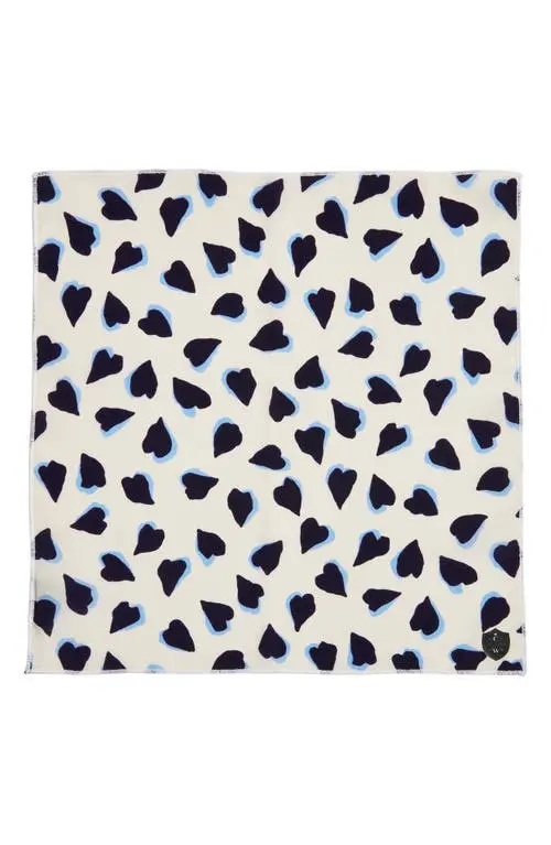 CLIFTON WILSON White Hearts Silk Pocket Square