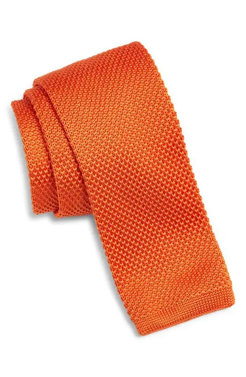 CLIFTON WILSON Knit Silk Neck Tie - Orange