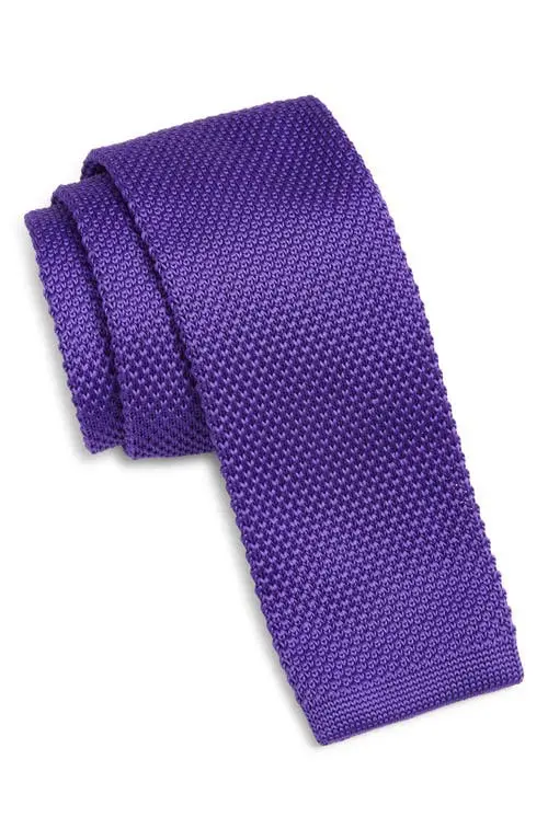 CLIFTON WILSON Knit Silk Neck Tie - Purple