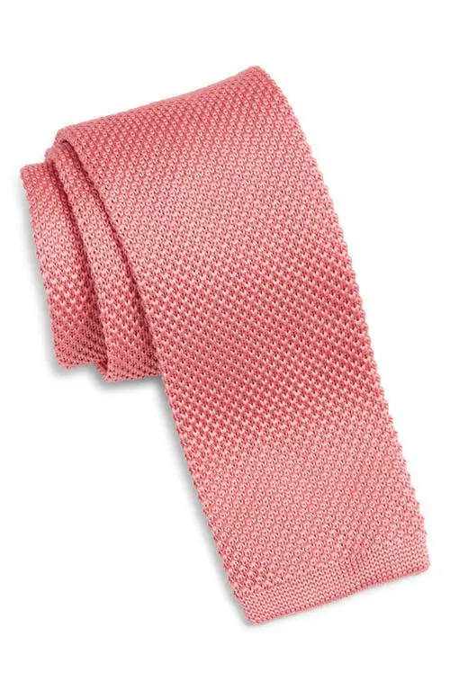 CLIFTON WILSON Salmon Silk Knit Tie - Pink