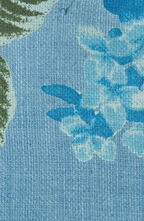 CLIFTON WILSON Floral Linen Pocket Square - Blue