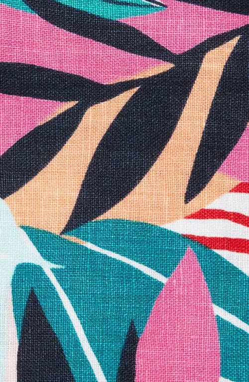 CLIFTON WILSON Floral Linen Pocket Square - Teal