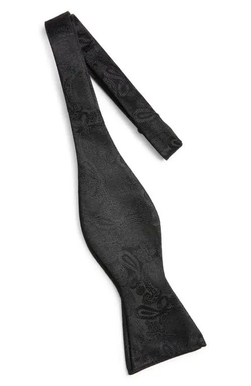 CLIFTON WILSON Paisley Silk Bow Tie - Black
