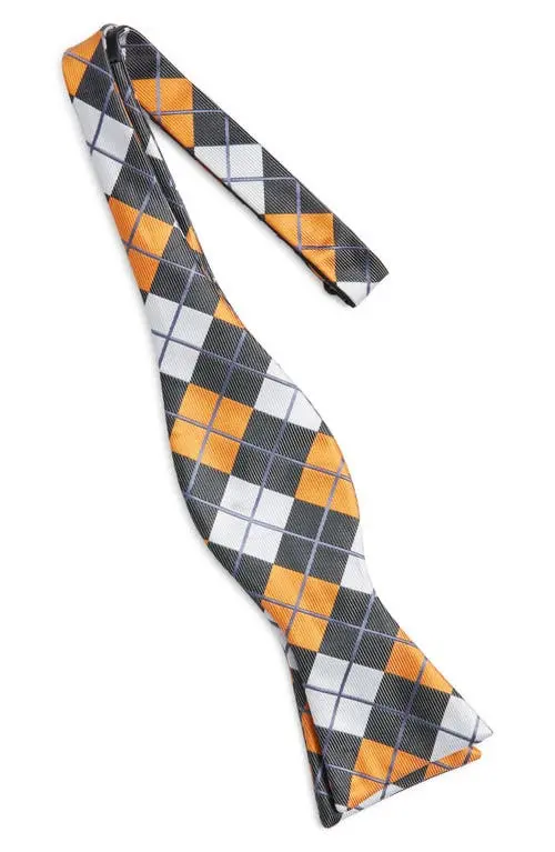 CLIFTON WILSON Argyle Silk Bow Tie - Orange