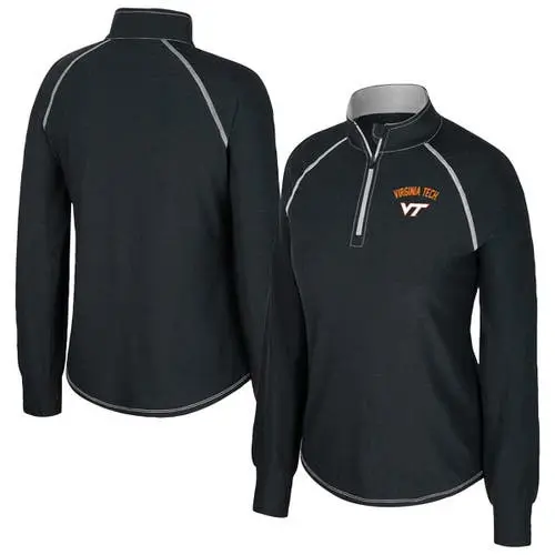 COLOSSEUM Virginia Tech Hokies Bikram Raglan Quarter-zip Top - Black