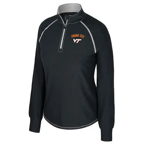 COLOSSEUM Virginia Tech Hokies Raglan Quarter-zip Top - Black