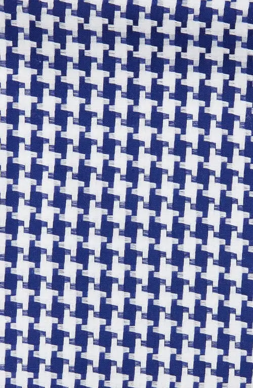 CLIFTON WILSON Houndstooth Cotton Pocket Square - Blue