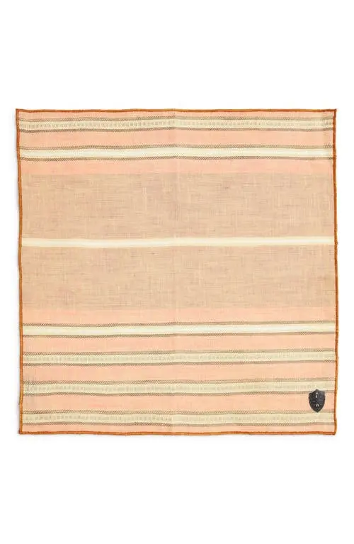 CLIFTON WILSON Stripe Linen Pocket Square - Peach