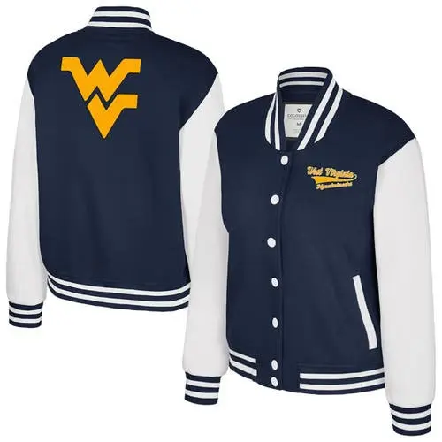 COLOSSEUM West Virginia Mountaineers French Baguette Full Snap Fleece Jacket - Navy
