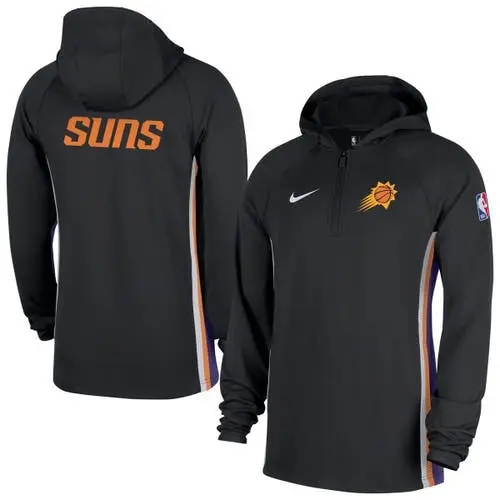 Nike Phoenix Suns Authentic On Court Zone Quarter-zip Dri-fit Hoodie Jacket - Black