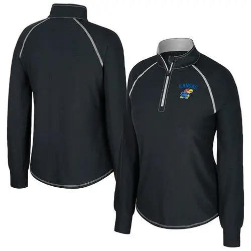 COLOSSEUM Kansas Jayhawks Bikram Raglan Quarter-zip Top