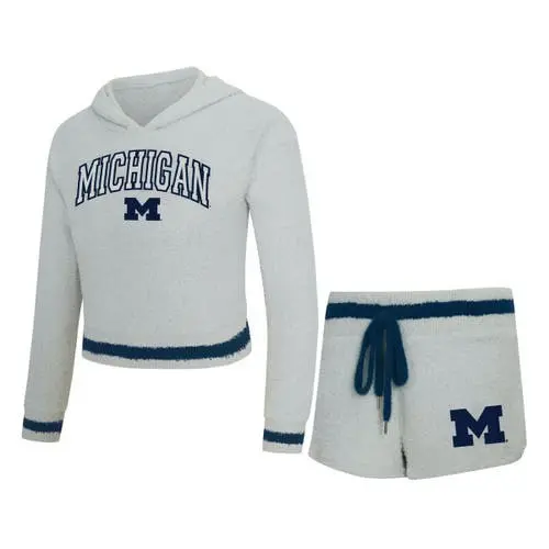 CONCEPTS SPORT Michigan Wolverines Whitley Long Sleeve Hoodie Top & Shorts Set - Gray