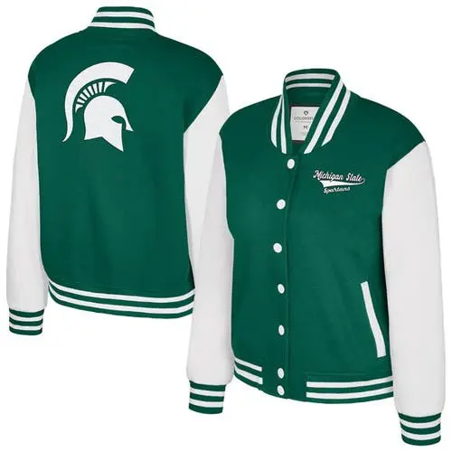 COLOSSEUM Michigan State Spartans French Baguette Full Snap Fleece Jacket - Green