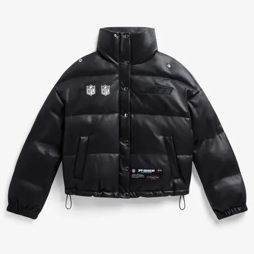 OFF SEASON New York Jets Faux Leather Puffer Jacket - Black