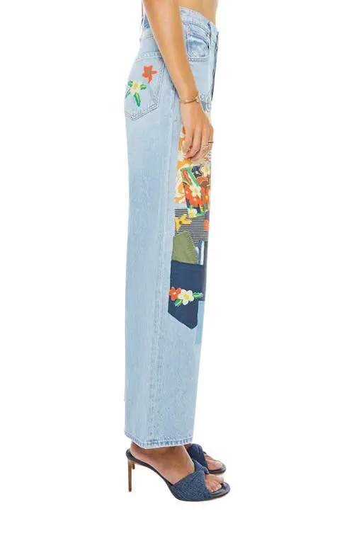 MOTHER Spinner Flood Patchwork Straight Leg Jeans