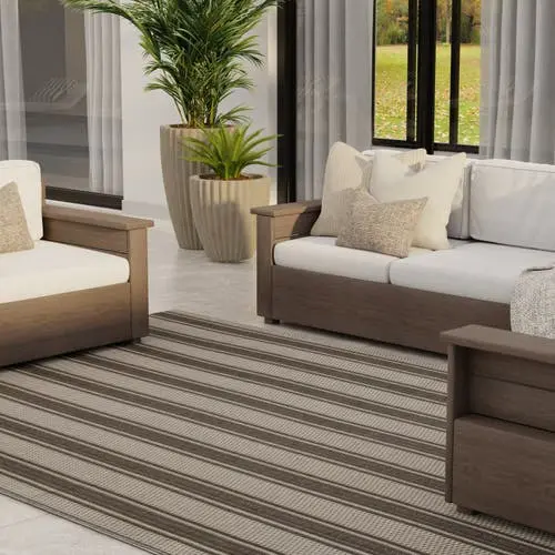 MAD MATS Vertical Stripe Rug - Beige - 2.5'x6'
