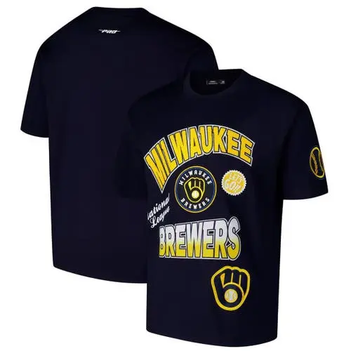 PRO STANDARD Milwaukee Brewers Turn It Up Dropped Shoulder T-shirt - Navy