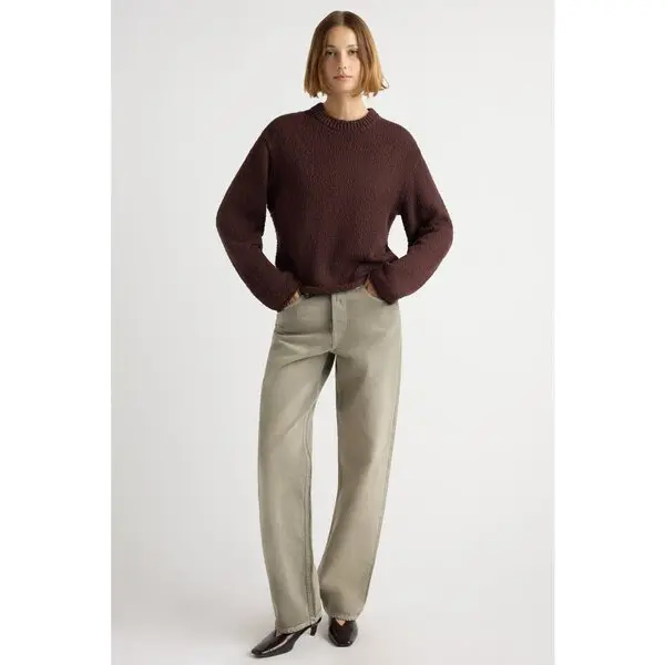 Modern Citizen Sonya Textured Organic Cotton Sweater - Dark Umber