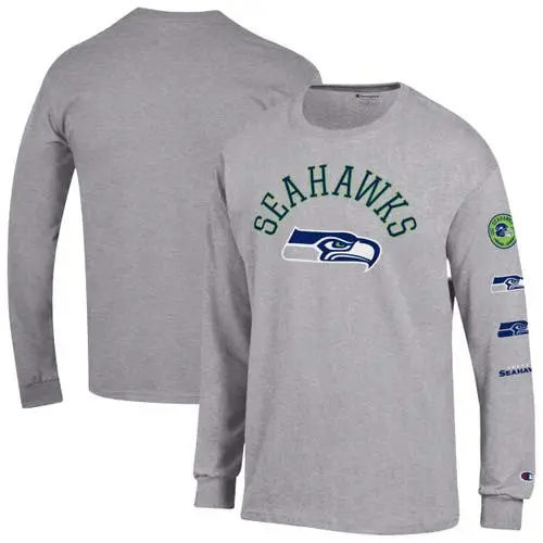 Champion Seattle Seahawks Seal Long Sleeve T-shirt - Heather Gray