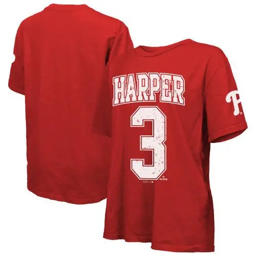 MAJESTIC THREADS Bryce Harper Philadelphia Phillies Oversized Name & Number T-shirt - Red